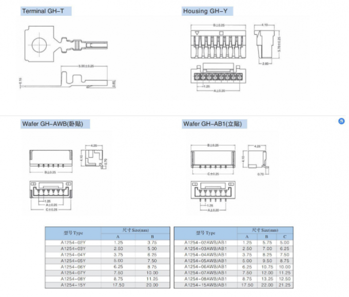 GH 1.25 Vertical SMD Plug In LCP Terminal Block Connector